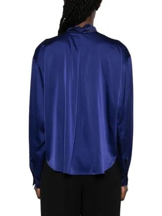 Forte_Forte Silk Bow-Tie Shirt - Navy