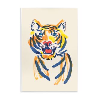 Stupell Industries Karolina Sato, Aquarell-Wandschild, Motiv: Tiger Roar, 38,1 x 25,4 cm