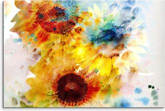 Paul Sinus Art Sinus Art Leinwandbild 120x80cm Bild - Bunte Sonnenblumen