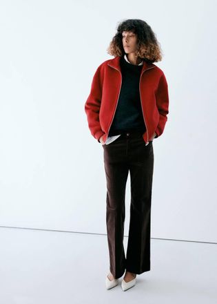 Mango Jean &eacute;vas&eacute; en velours c&ocirc;tel&eacute; marron - Femme - 32 - MANGO