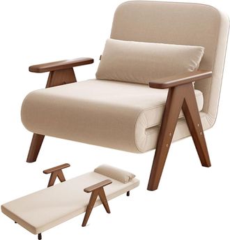 Generic Klappsessel Schlafsessel Mit Bettfunktion Schlafsessel Klappbar Günstig 5-Fach Verstellbare Rückenlehne Inklusive Kissen V-förmige Massivholzbeine 2 G