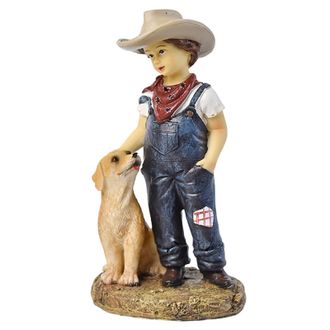 Generic Junge Statue - Harz Skulptur Cowboy Hund Figur Tischskulptur Figurenszene Tischskulptur | Rustikale Statue f&uuml;r den Tisch zu Hause Dekoration Dekoratio