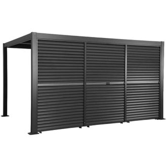 Sweeek Pergola bioclimatique aluminium et acier 4x3m + 3 persiennes 130cm &agrave; lames orientables anthracite Palace