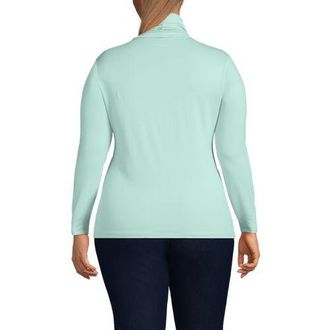 Lands End Rollkragenshirt aus Baumwoll/Modalmix, Damen, Gr&ouml;&szlig;e:52-54 plus, Blau, Baumwolle/Elasthan/Baumwolle Modal, by Lands End