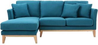 Miliboo Canap&eacute; dangle Gauche scandinave Bleu Canard d&eacute;houssable et Bois Clair 3-4 Places Oslo