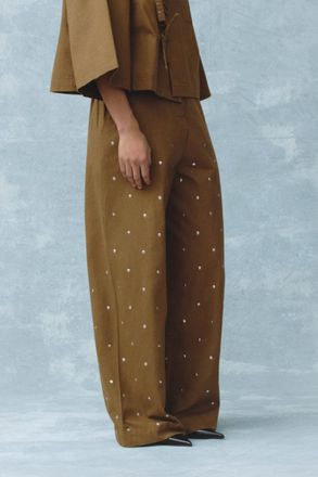 Alchemist Damen vegan Hose Moonflower Studs Dunkles Khaki