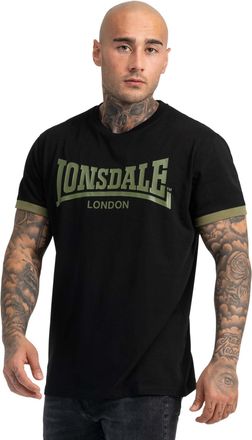 Lonsdale Mens TOWNHEAD T-Shirt, Black/Olive, 3XL