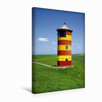 Calvendo Premium Textil-Leinwand 30 x 45 cm Hoch-Format Leuchtturm Pilsum | Wandbild, HD-Bild auf Keilrahmen, Fertigbild auf hochwertigem Vlies, Leinwanddruck 