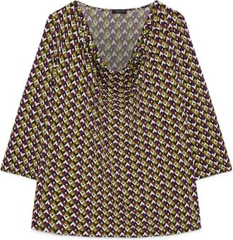 Fiorella Rubino Femme, Blouses et Chemises, Noir, Taille: 46 FR T-shirt en jersey avec imprim&eacute; g&eacute;om&eacute;trique