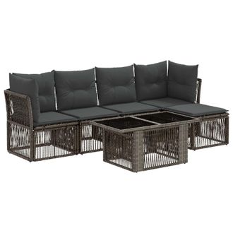 vidaXL Set Divano Da Giardino 6 Pz Grigio Polyrattan Vidaxl