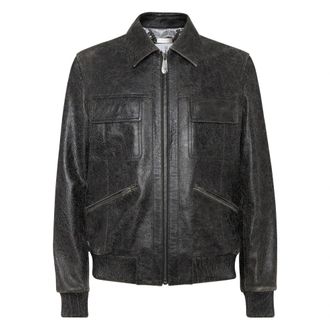 Philipp Plein Leather Bomber - - Jackets - Herren - Grau - 3XL