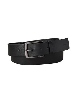 Calvin Klein Lederg&uuml;rtel CALVIN KLEIN WARMTH BUCKLE PEBBLE 35MM FIXED, Herren, Gr. 11,5, schwarz, matte gunmetal, Web, Rindsleder, unifarben, G&uuml;rtel Lederg&uuml;rtel, G