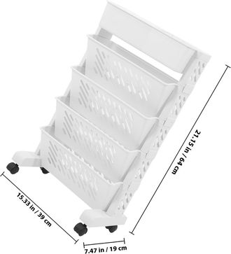 Valiclud Rollbares Mehrschichtiges B&uuml;cherregal aus Kunststoff mit Universalrollen Drehbar Platzsparend Aufbewahrungswagen f&uuml;r Zuhause und Home Office