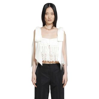 Chlo&eacute; Tie-Strap Cropped Top in Soft Cotton