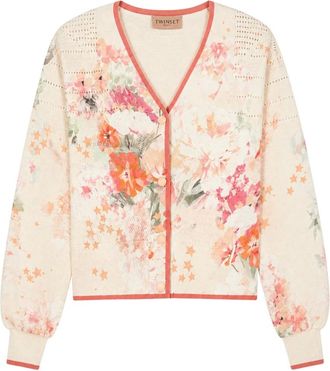 Twinset Femme, Pulls, Multicolore, Taille: 40 FR Ensemble Cardigan et Pull &agrave; Motifs