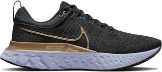 Nike Infinity React 2 Baskets de course pour femme, Black Ghost Dark Smoke Grey Metallic Gold, 37.5 EU