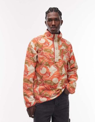 Columbia Helvetia II - Roter Fleecepullover mit kurzer Druckknopfleiste