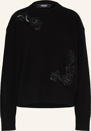 Versace Pullover Mit Pailletten schwarz