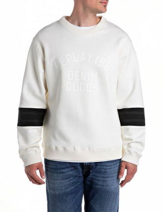 Replay Sweatshirt mit Ton-in-Ton Schriftzug vorn