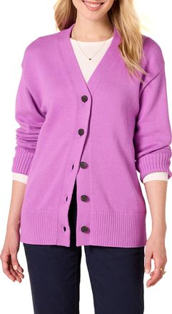 Amazon Essentials Damen Mittelschwerer Cardigan-Pullover mit V-Ausschnitt und lockerer Passform, Purpur, S