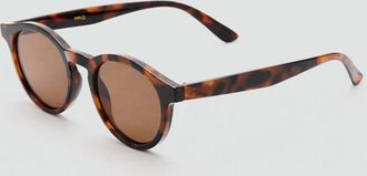 Mango Lunettes de soleil monture ronde chocolat - Femme - Taille unique - MANGO