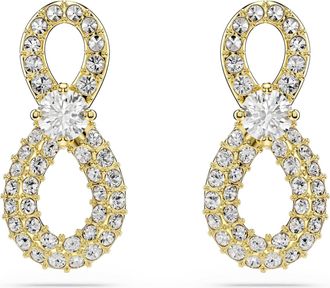 Swarovski Hyperbola Ohrstecker, Rundschliff, Pav&eacute;, Unendlichkeit, Wei&szlig;, Goldlegierungsschicht