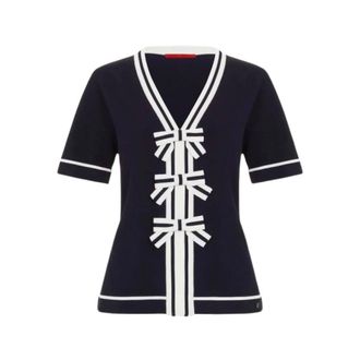 Carolina Herrera Maille col en V - Femme - Pulls - Bleu - Taille: 40 FR