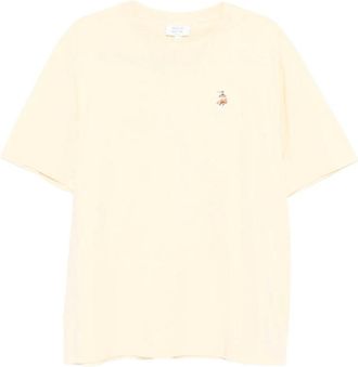 Maison Kitsun&eacute; Homme, Tops, Jaune, Taille: XL Round Neck Short Sleeve T-Shirt