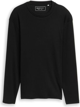Tom Tailor Herren 1048960 Langarmshirt mit Rippstruktur, 29999-Black, M