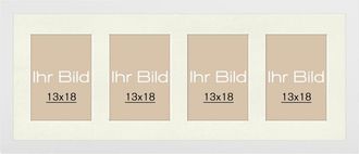 Bildershop-24 Bilderrahmen Collage Monza Wei&szlig; (matt) 64x27cm mit Vier Passepartout-Ausschnitten 13x18cm in Cremewei&szlig; Fotorahmen, Wechselrahmen, Posterrahmen, Puzzle