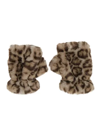 Apparis Leopard Print Fingerless Gloves - Brown