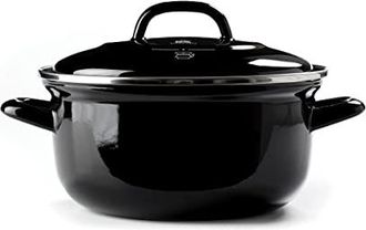BK Indigo Holländisches Erbe Runde Deutsche Emaillierte Kasserolle mit Deckel mit PFAS-Freier Keramischer Antihaftbeschichtung, 24 cm/4,2 Liter, Induktio