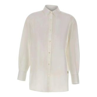 Woolrich Femme, Blouses et Chemises, Blanc, Taille: 40 FR Chemise Boyfriend en Coton et Lin