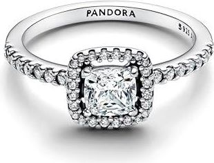 Pandora Pandora Bague pour Femme en Argent carré Scintillant auréole 193555C02, 54/17,2, Argent Sterling, Zircon cubique