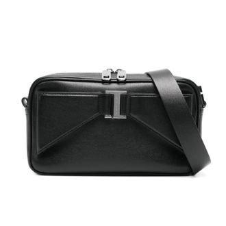 Dolce & Gabbana Schwarze Leder Messenger Tasche mit Rei&szlig;verschluss - - Bags - Herren - Schwarzk - ONE SIZE