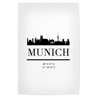 artboxONE Poster 30x20 cm Städte Munich Germany Black Skyline Art - Bild Muenchen Bayern Cityscape