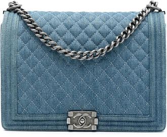 Chanel Hobo Bags - Large Quilted Denim Boy Flap - Gr. unisize - in Blau - f&uuml;r Damen