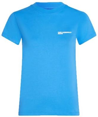Karl Lagerfeld Karl Lagerfeld Jeans, Femme, T-Shirt Slim À Manches Courtes Avec Logo Essentiel, Coupe Slim, Bleu, XS