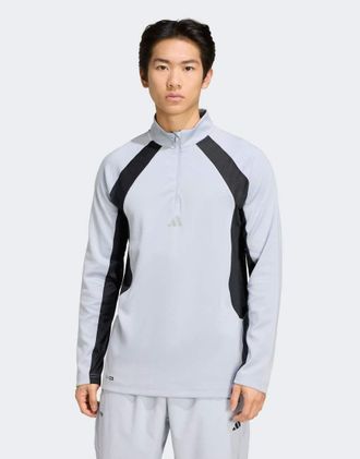adidas Tech Apparel - Top &agrave; col zipp&eacute; - Argent halo-Argent&eacute;