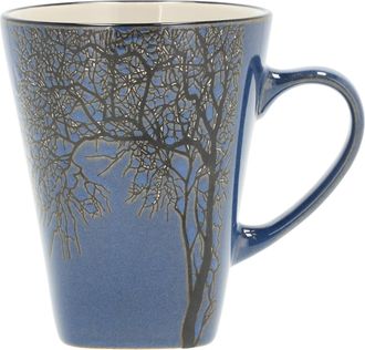 Villa Collection Hela Becher Gro&szlig; 350ml, Jumbobecher, Teebecher, Kaffeebecher Gro&szlig;, Durchm. 9 cm, H&ouml;he 11 cm, 0,35 Liter, aus Keramik/Steingut, Dunkelblau