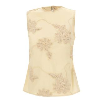 Rotate Rotate Birger Christensen, Femme, Tops, Beige, Taille: 42 FR Haut Ajust&eacute; Brod&eacute;