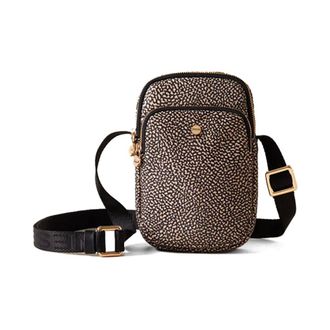 Borbonese Femme, Sacs, Brun, Taille: ONE Size Mini Sac Bandouli&egrave;re avec Imprim&eacute; OP