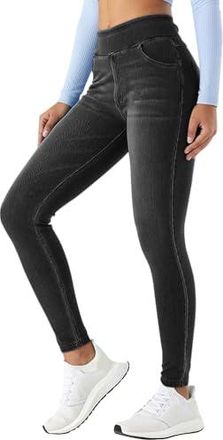 Onsoyours Jeggings Femme Jean Taille Haute Elastique Yoga Leggings Slim Jeggings Denim Pantalon de Sport A Gris Foncé XL