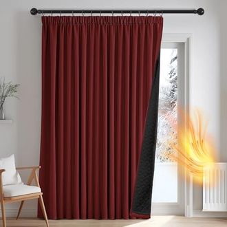 Deconovo Lot de 1 Rideau occultant, Opaque, avec Volants, Thermique, pour Chambre &agrave; Coucher, Salon, Isolation Thermique Dos Noir, 200L X 220H cm (1 Panneaux) R