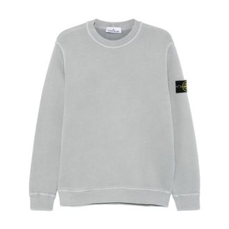Stone Island Klassischer Baumwollfleece Crewneck Sweatshirt - - Sweatshirts & Hoodies - Herren - Grau - XL