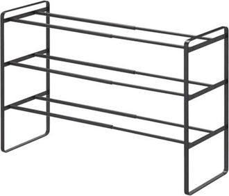 Yamazaki Tableware 7556 FRAME Extendable 3~Tiered Shoe Rack, black, Steel, 41~70 x 25 x 46 cm
