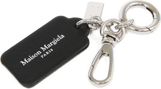 Maison Margiela Calf Leather with Logo Plaque Keyring - Black