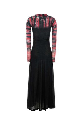 Balenciaga Womens Printed Jersey Dress Black Exterior: Cotton Nylon Abiti