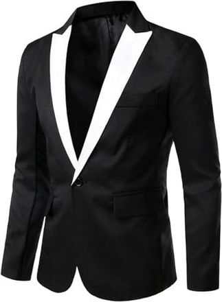 Generic Veste Blazer de Smoking pour Homme, Coupe ajust&eacute;e, Un Bouton, Noire, Taille 3XL