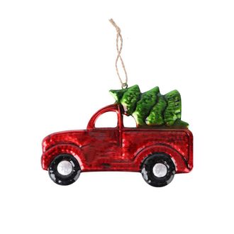 Aboofan 1 Weihnachtsornament F&uuml;r Pickup-Trucks Vintage-Anh&auml;nger Aus Eisenblech Als Weihnachtsbaum-Dekoration Autoanh&auml;nger Als Weihnachtsandenken